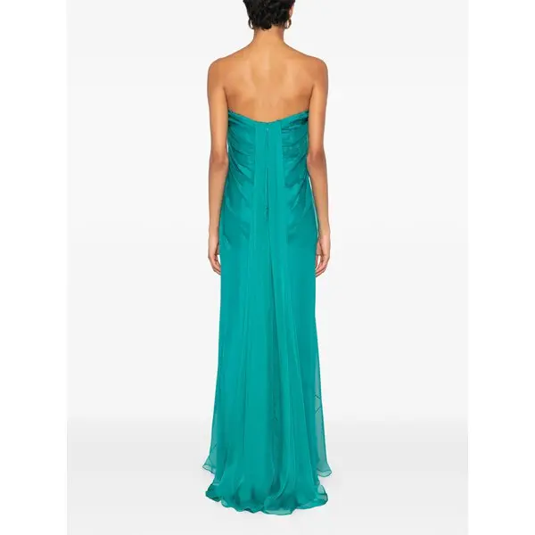 Alexander McQueen Teal Draped Evening Dress