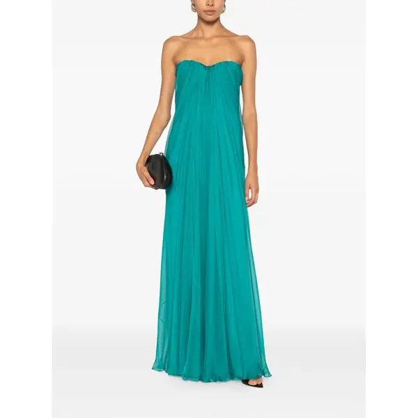 Alexander McQueen Teal Draped Evening Dress