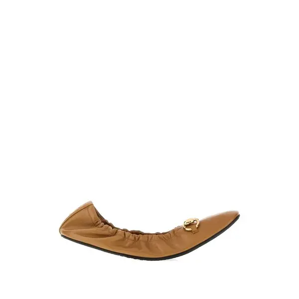 Gucci Leather Ballet Flats With Gold-tone Horsebit Detail - Brown