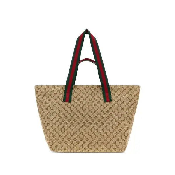 Gucci Beige Monogram Canvas Tote Bag - Cream