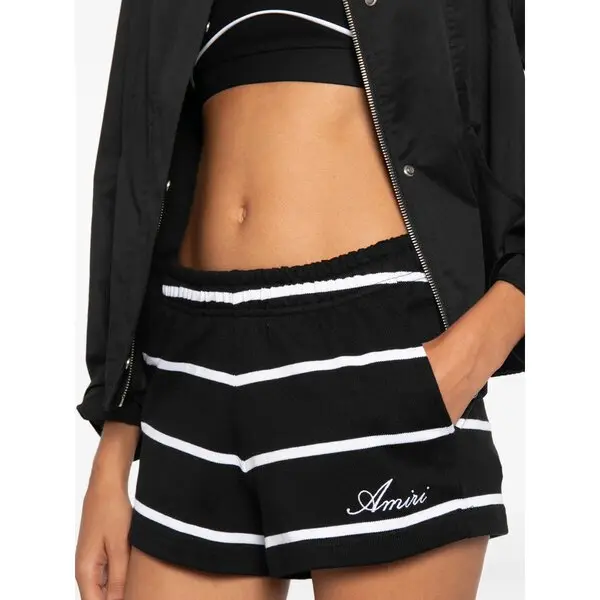 Amiri Striped Embroidered Logo Shorts