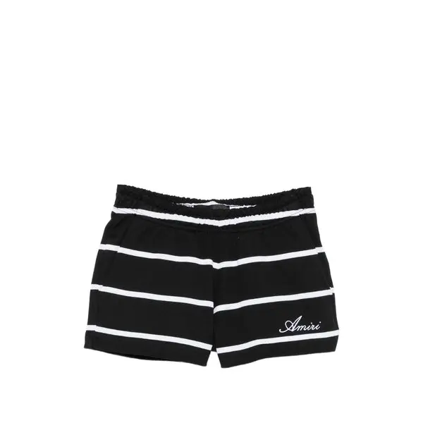 Amiri Striped Embroidered Logo Shorts - Black