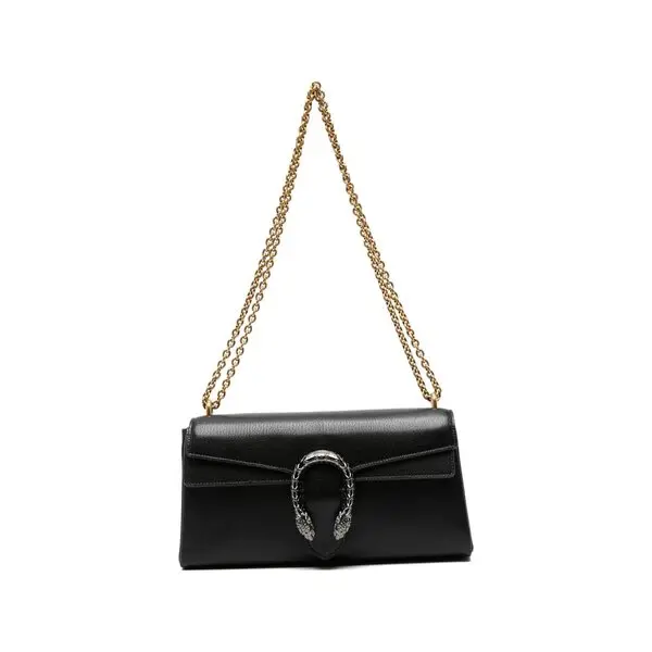Gucci Leather Chain Strap Shoulder Bag - Black