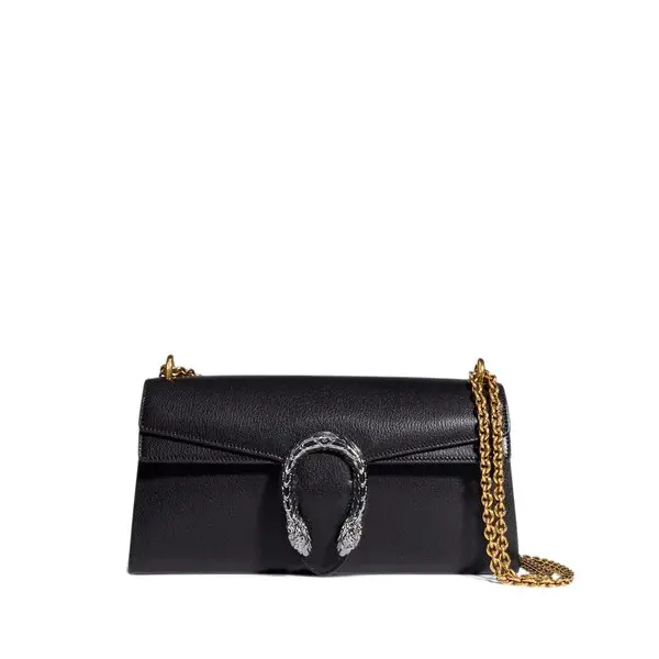 Gucci Leather Chain Strap Shoulder Bag - Black