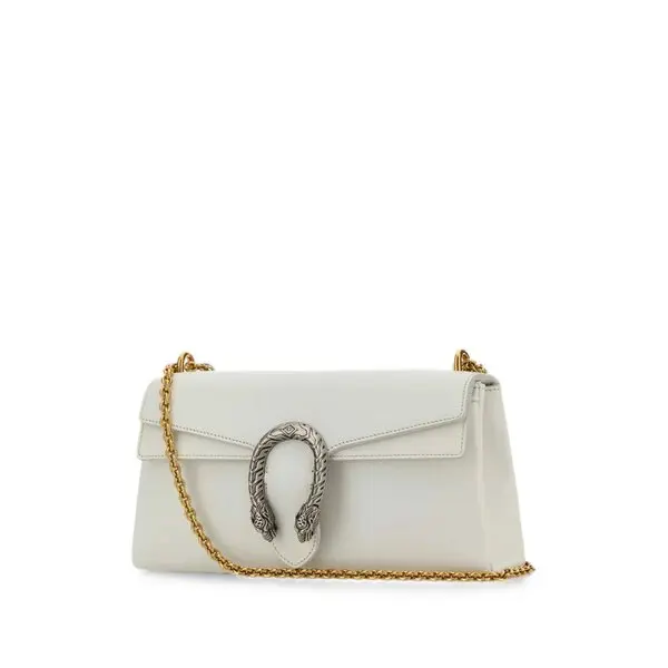 Gucci Leather Dionysus Shoulder Bag With Tiger-head Plaque - White