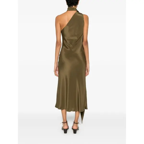 Max Mara One-shoulder Draped Silk Dress