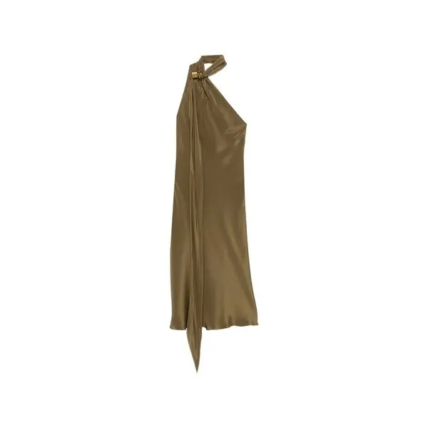 Max Mara One-shoulder Draped Silk Dress - Green
