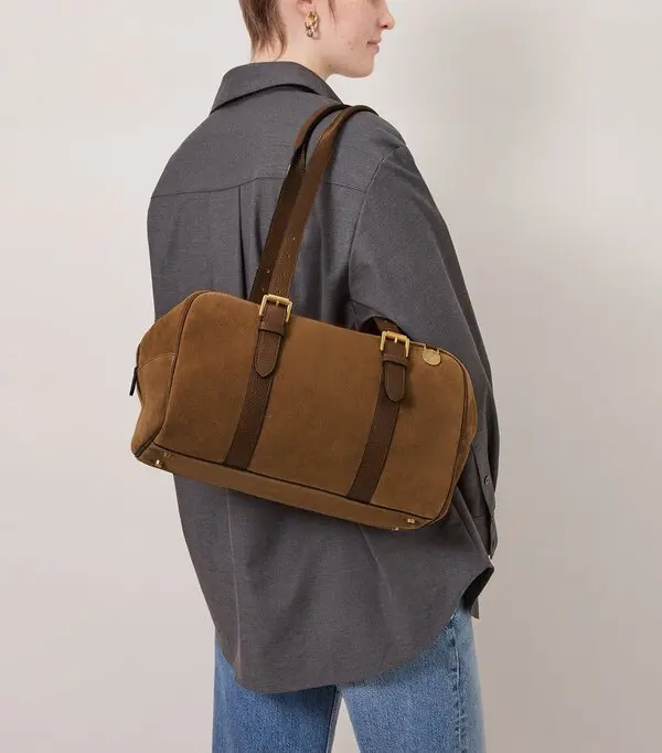 Mulberry Suede Boston Shoulder Bag - Brown