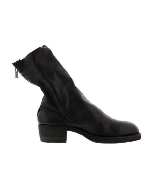 Guidi Zip-up Heeled Leather Boots - Black