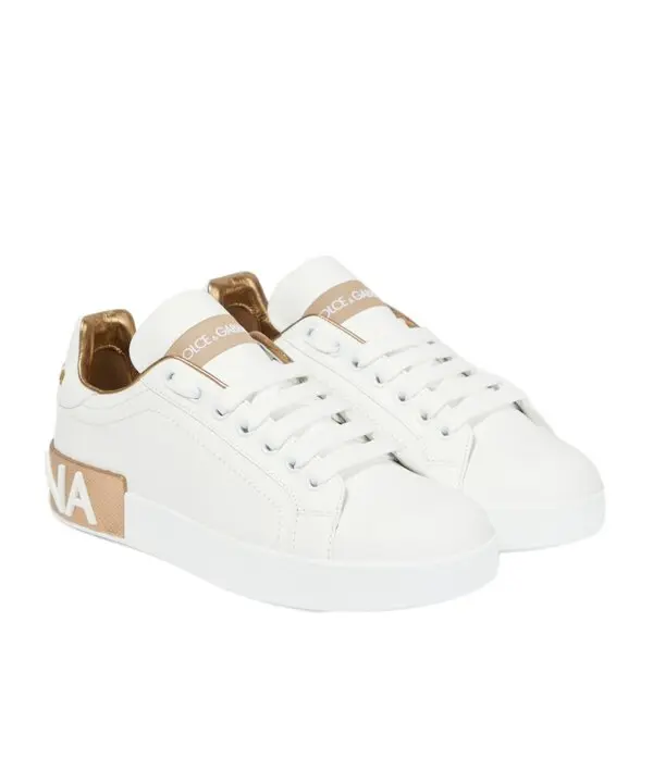 Dolce & Gabbana Portofino Leather Sneakers - White