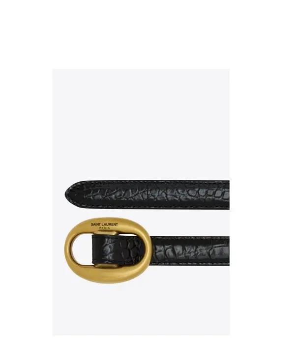 Saint Laurent Oval Buckle Thin Belt
