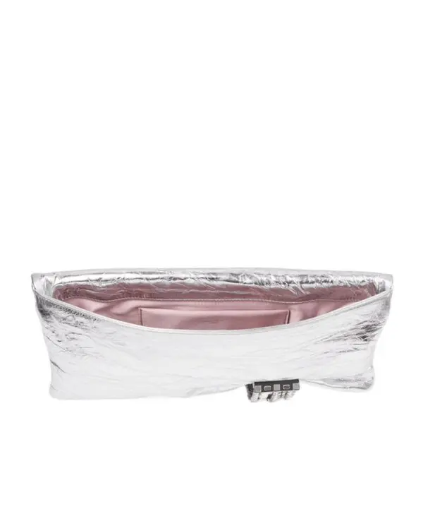 JIMMY CHOO Metallic Clutch With Crystal Embellishments - Silver