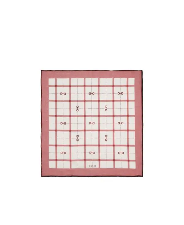Gucci Horsebit Checked Cotton Pocket Square - Pink