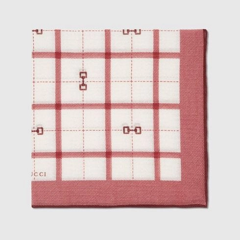 Gucci Horsebit Checked Cotton Pocket Square