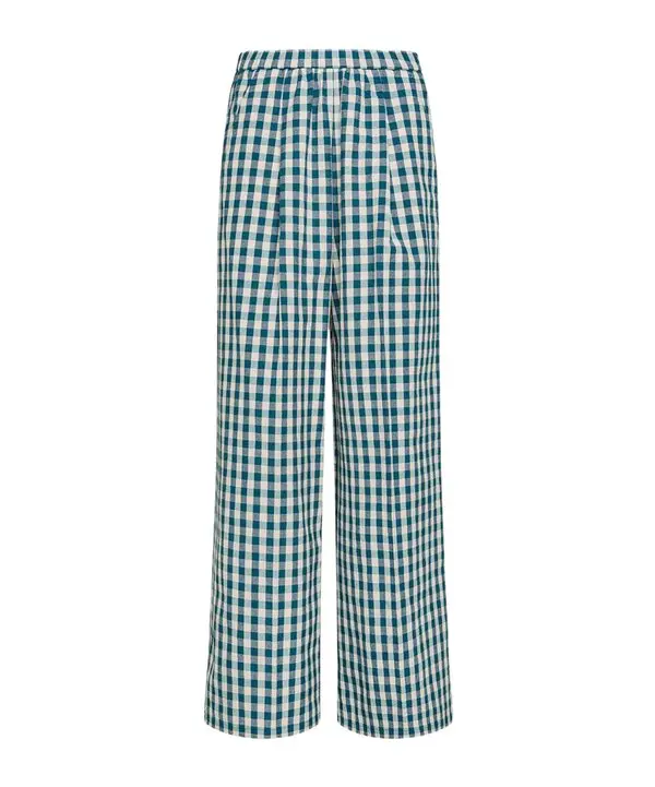 FORTE_FORTE Palazzo Pants In A Gingham Check - Peacock