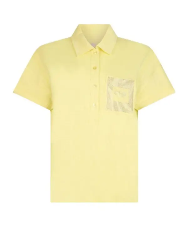 Liu Jo Polo Shirt With Rhinestones - Yellow