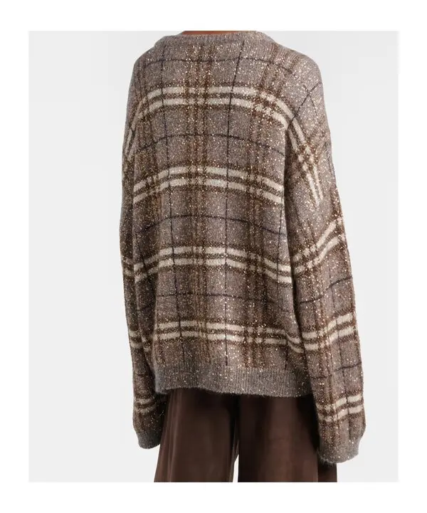 Brunello Cucinelli Long-sleeved Knitwear With Plaid Pattern