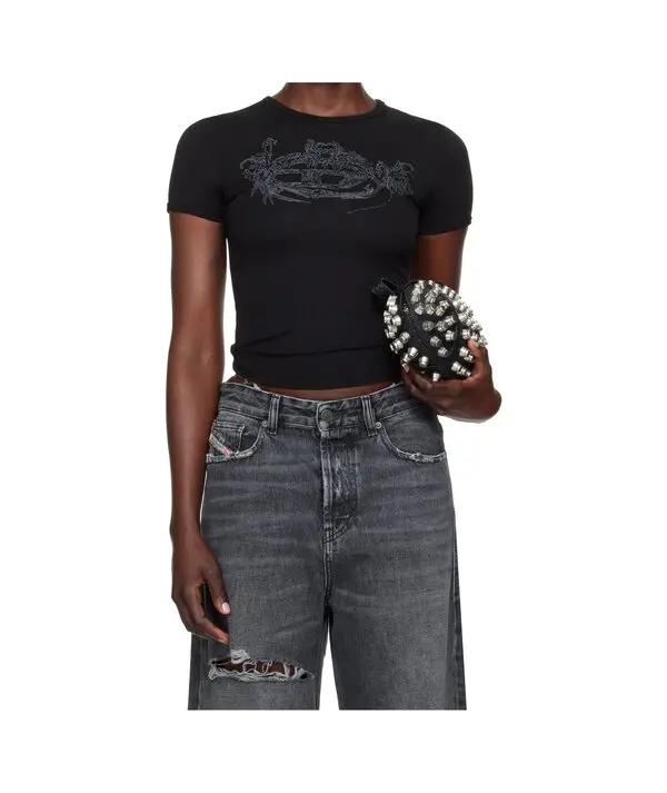 DIESEL® Short Sleeve T-shirt With Front Logo Print