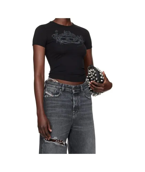 DIESEL® Short Sleeve T-shirt With Front Logo Print