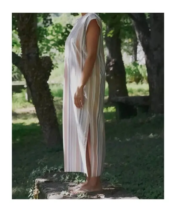 BASERANGE Striped Maxi Dress With Side Slits