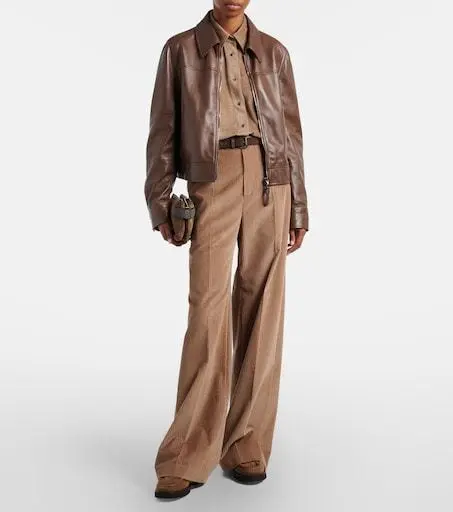 Brunello Cucinelli Soft Leather Cropped Jacket
