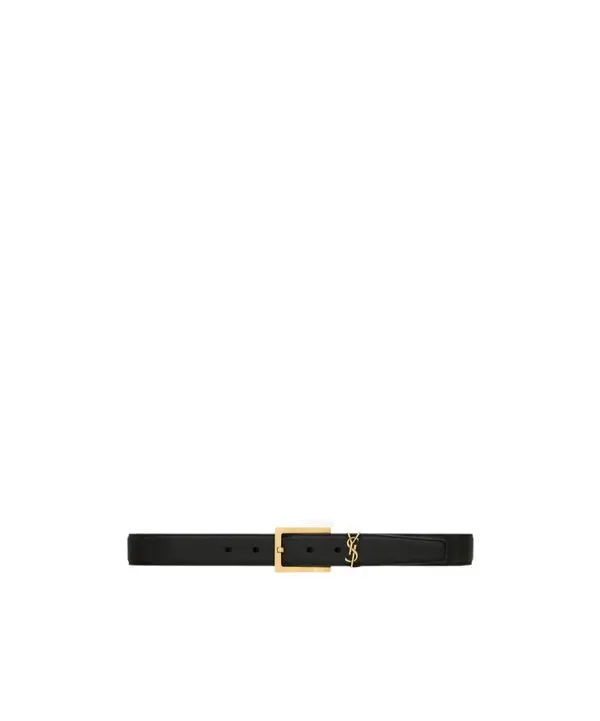 Saint Laurent Cassandre Logo Plaque Belt - Black