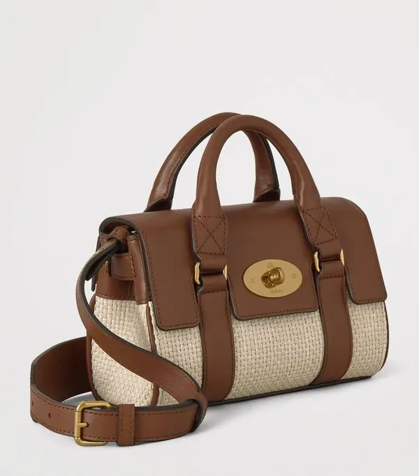 Mulberry Mini Raffia And Leather Bayswater Top Handle Bag