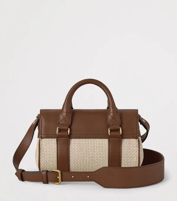 Mulberry Mini Raffia And Leather Bayswater Top Handle Bag