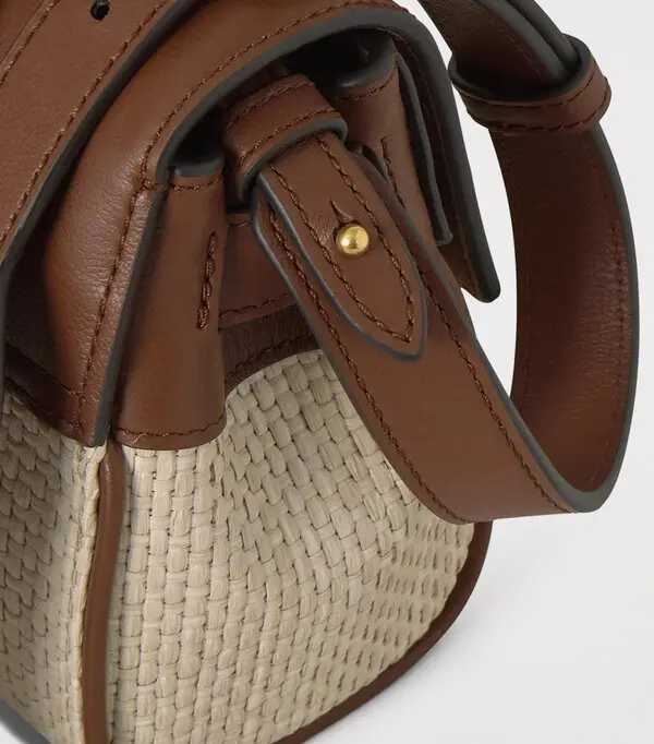 Mulberry Mini Raffia And Leather Bayswater Top Handle Bag