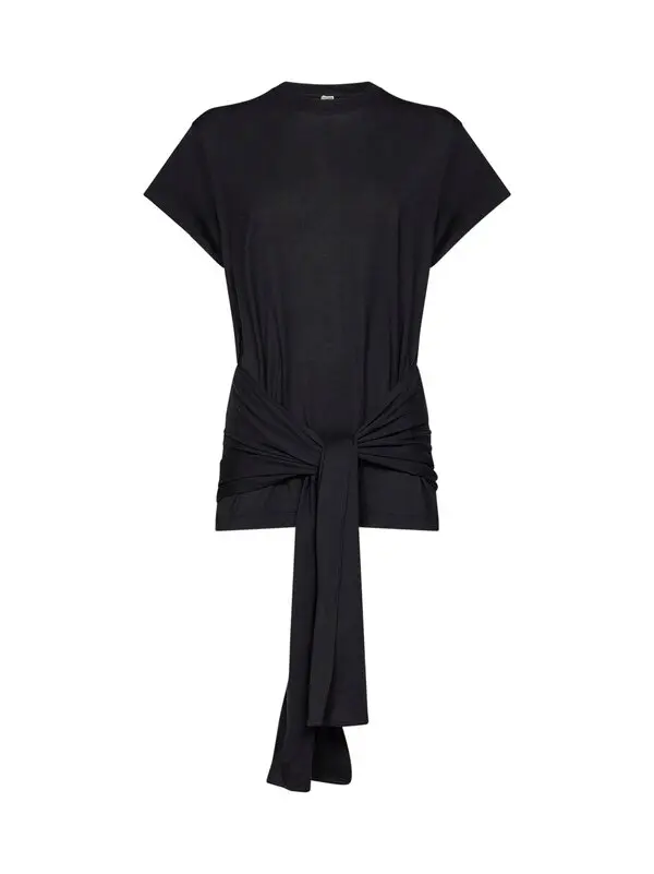 TOTEME Black Jersey Tie-waist Top - Multicolor