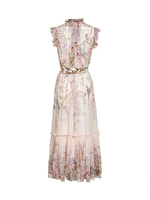 Zimmermann Aviary Print Cream Viscose Rebellion Midi Dress - Multicolor