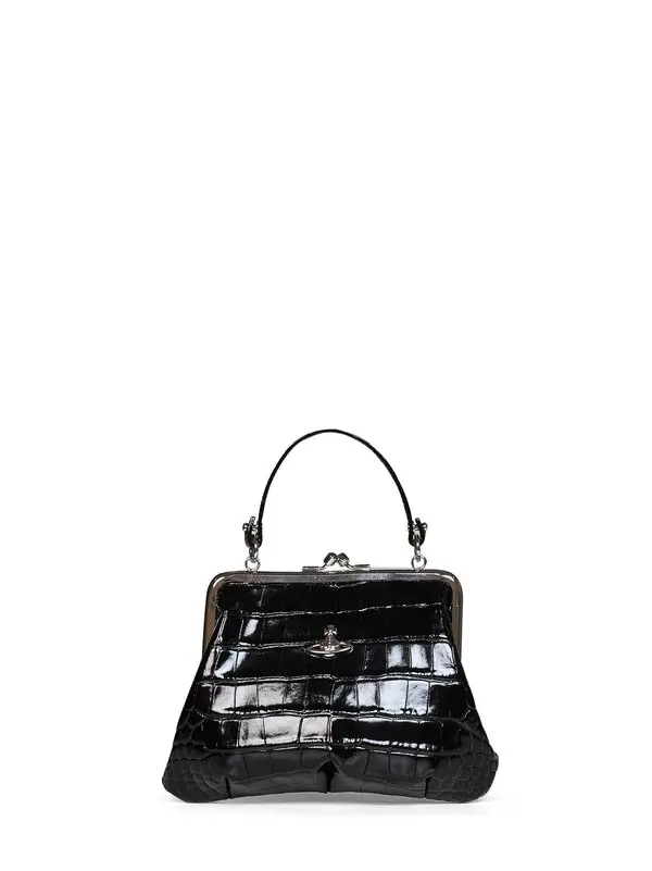 VIVIENNE WESTWOOD Black Crocodile-embossed Leather Handbag With Orb Motif - Multicolor