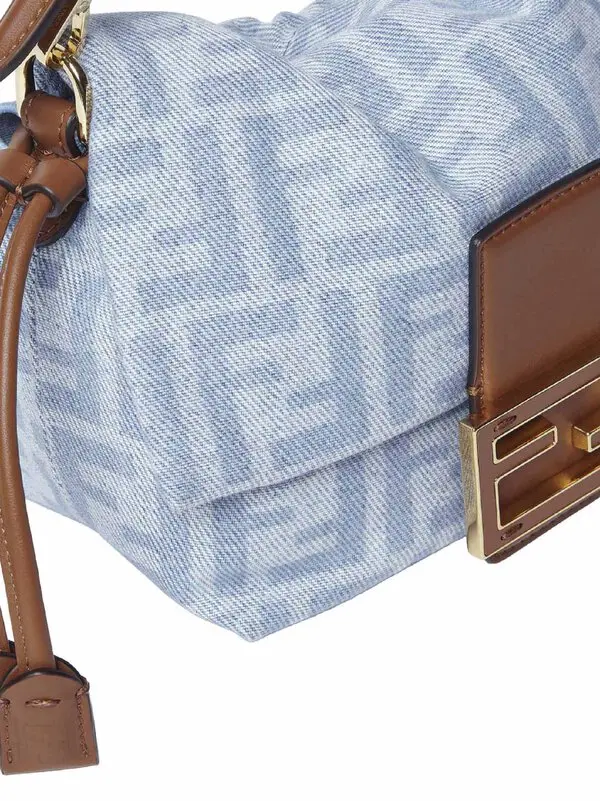 Fendi Light Blue Ff Denim Mamma Baguette Mini Bag
