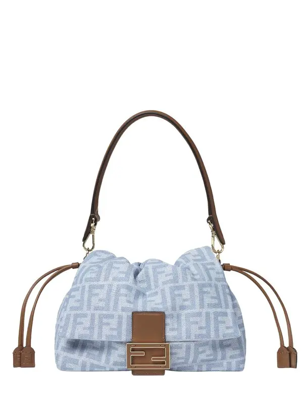 Fendi Light Blue Ff Denim Baguette Mamma Bag - Multicolor
