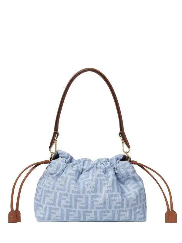 Fendi Light Blue Ff Denim Baguette Mamma Bag