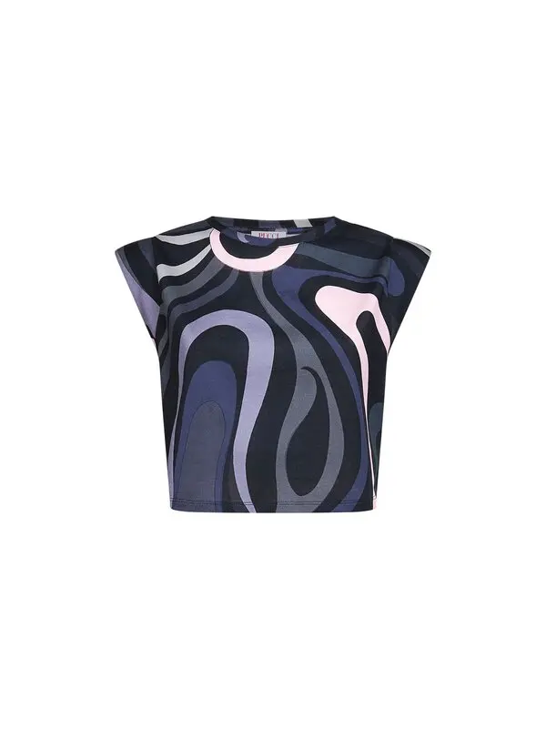 Emilio Pucci Marmo Print Cotton Cropped Top - Multicolor