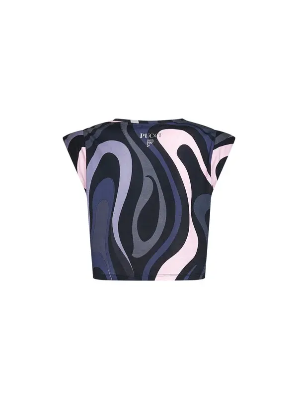 Emilio Pucci Marmo Print Cotton Cropped Top