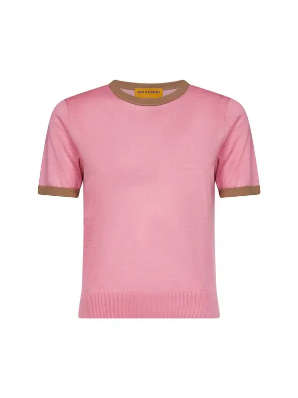 Guest In Residence Pink Cashmere Knit Airy Ringer T-shirt - Multicolor