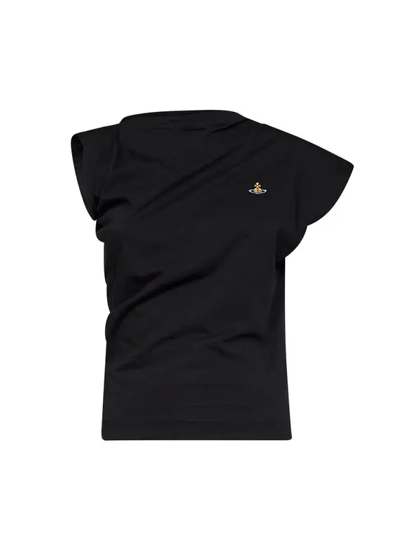 VIVIENNE WESTWOOD Black Cotton Jersey Draped Top - Multicolor