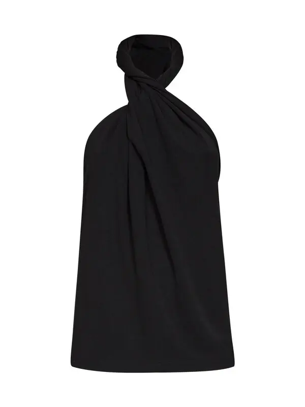 TOTEME Black Jersey Twisted Halter Top - Multicolor