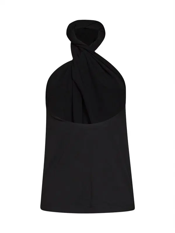 TOTEME Black Jersey Twisted Halter Top - Multicolor