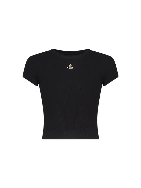 VIVIENNE WESTWOOD Cropped T-shirt With Orb Embroidery - Multicolor