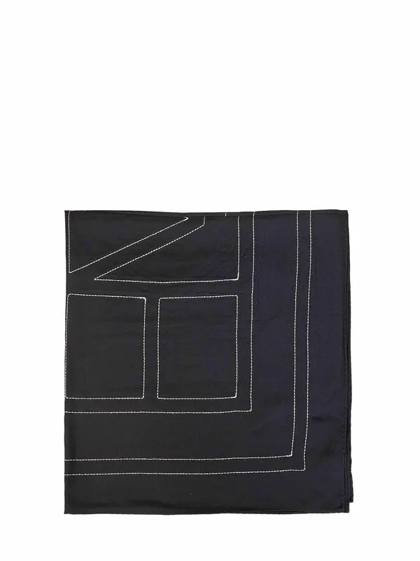 TOTEME Black Silk Embroidered Monogram Scarf - Multicolor