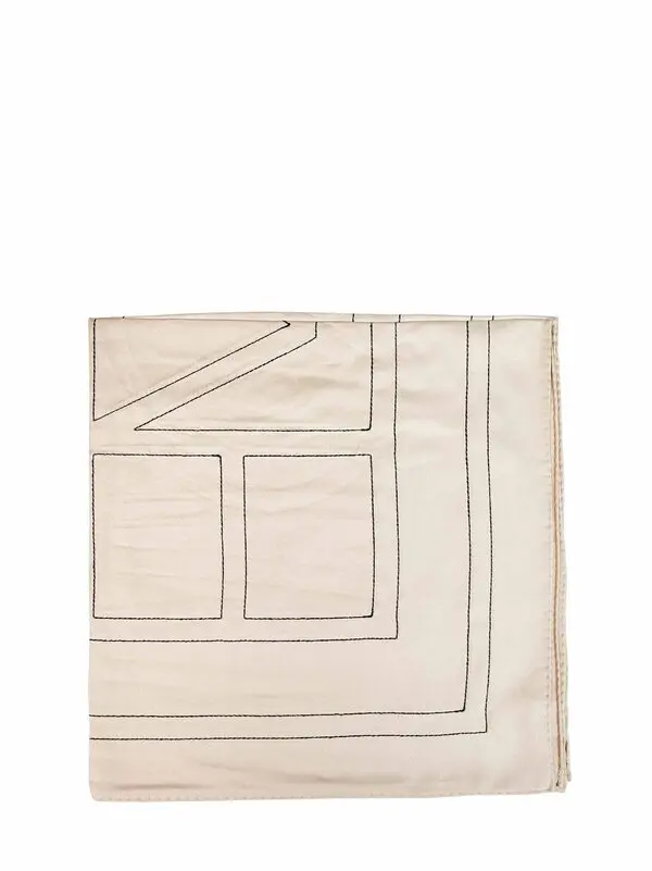 TOTEME Ivory Silk Embroidered Monogram Scarf - Multicolor