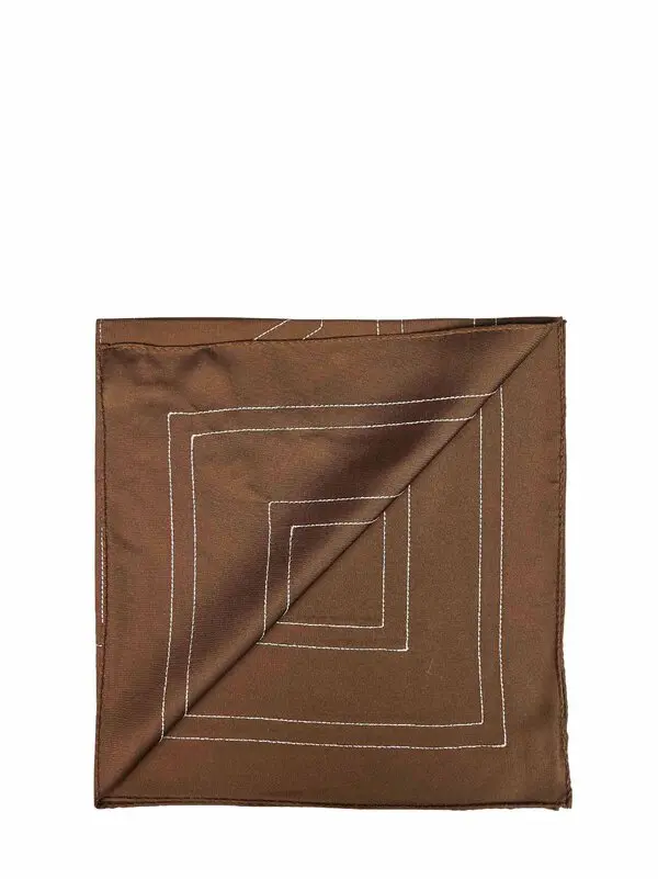 TOTEME Mocha Silk Embroidered Monogram Scarf