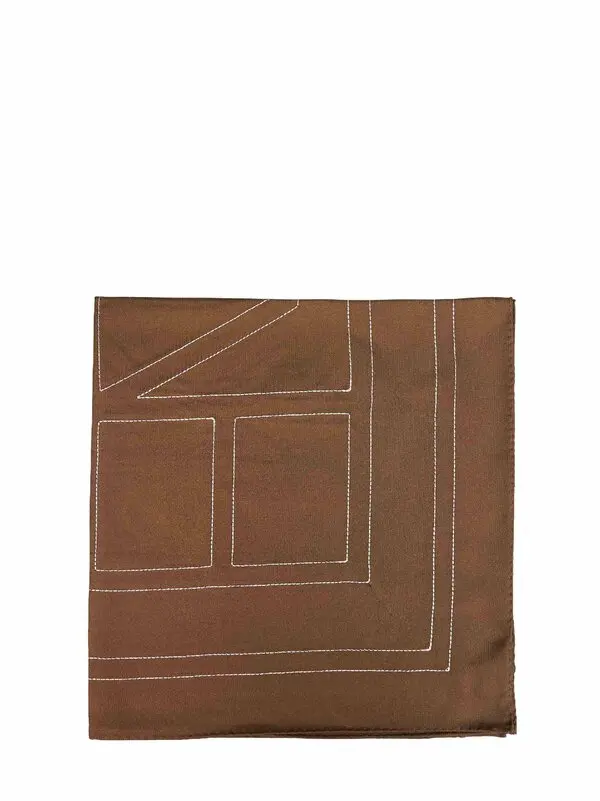 TOTEME Mocha Silk Embroidered Monogram Scarf - Multicolor