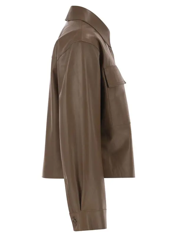 Max Mara Long-sleeved Leather Jacket