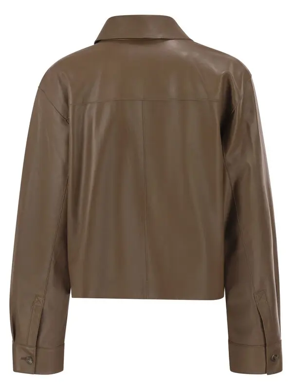 Max Mara Long-sleeved Leather Jacket