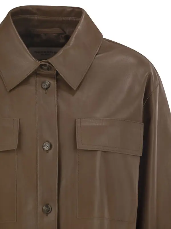Max Mara Long-sleeved Leather Jacket