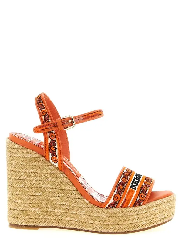 Dolce & Gabbana Maiolica' Embroidered Wedge Sandals